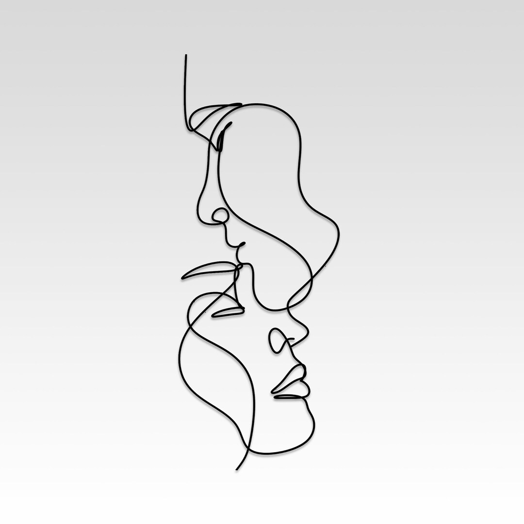 Couple in Love Metal Wall Art - Two Faces Line Art - Gift for Lovers - Etsy
