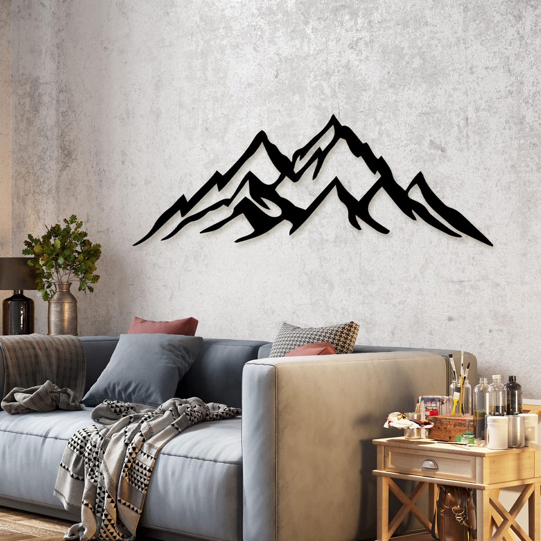 Mountain Metal Line Wall Art, Minimalist Metal Home Decor, Birthday ...