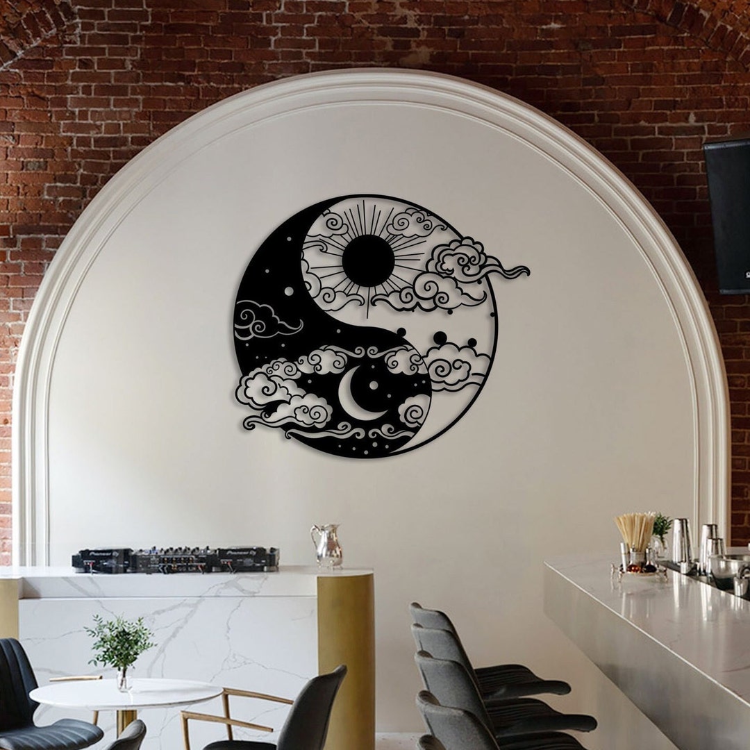 Yin Yang Metal Wall Art - Sun and Moon Home Decor - Yoga Lovers Gift - Etsy
