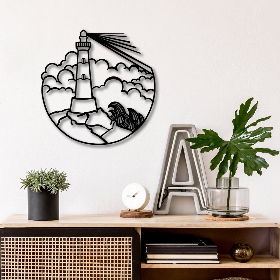 Lighthouse Metal Wall Art, Sea Life Lovers Metal Wall Decor, Unique ...