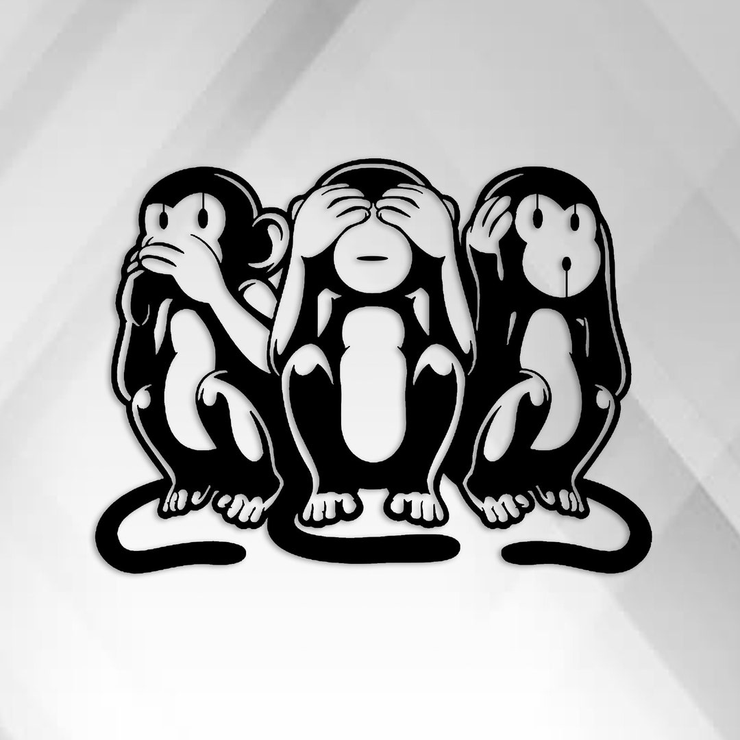 Three Wise Monkeys Wall Art, Monkeys Metal Wall Decor, Animals Metal ...
