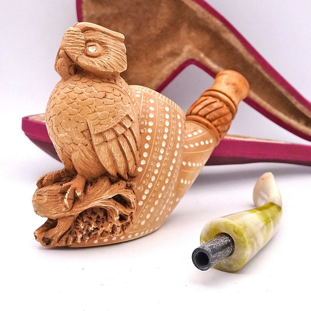 Unique Meerschaum Two Owl Pipe/rare Elegant Artisan Smoking Pipe With ...