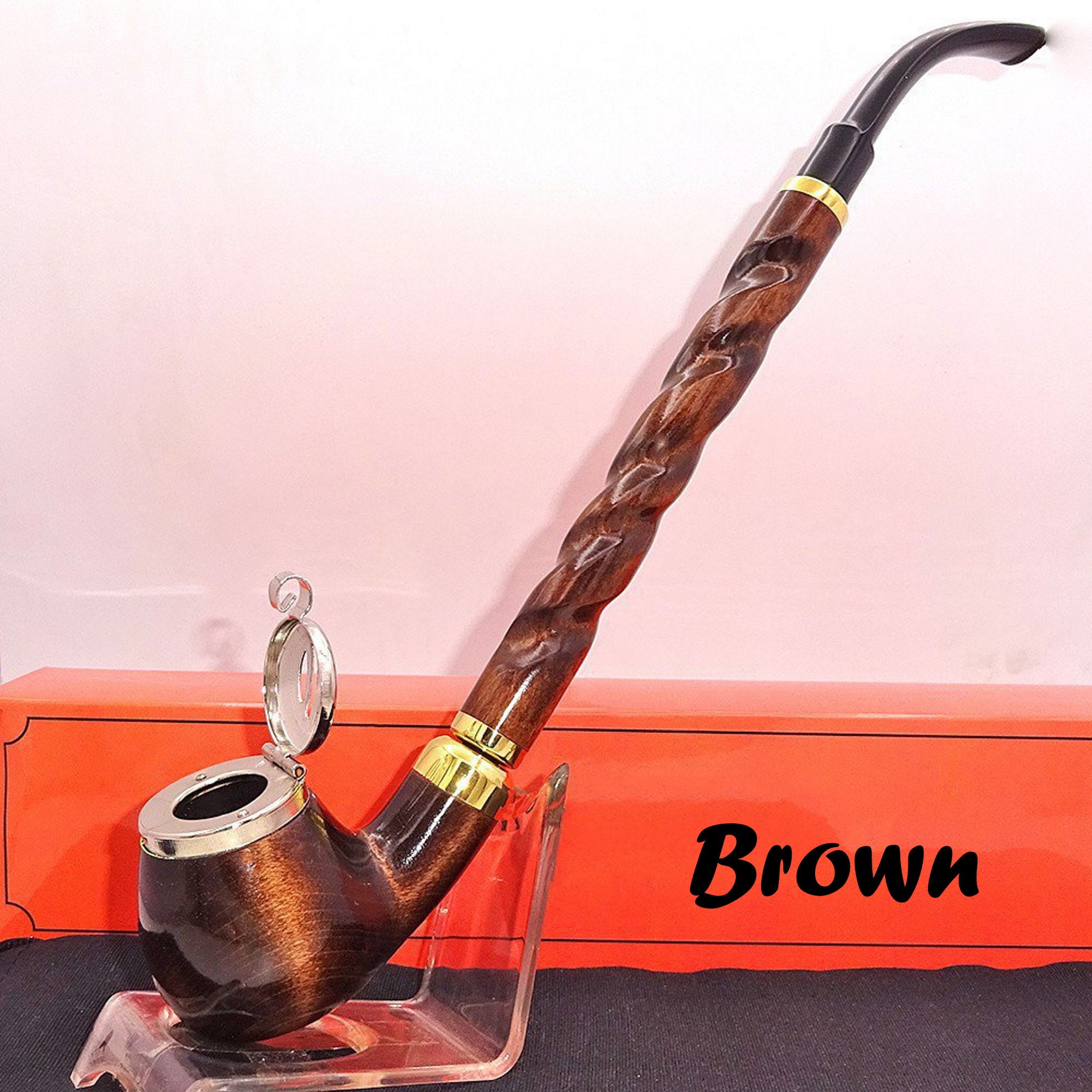 Rare Churchwarden Pear Pipe With Ornate Lid/unique Artisan Long Stem ...