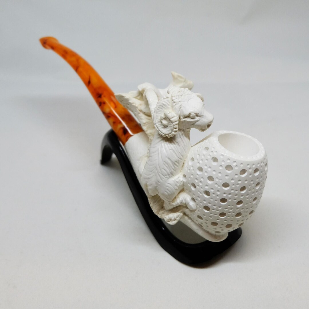 Unique Meerschaum Goat Artisan Pipe/stylish Rare Ornate Lattice ...
