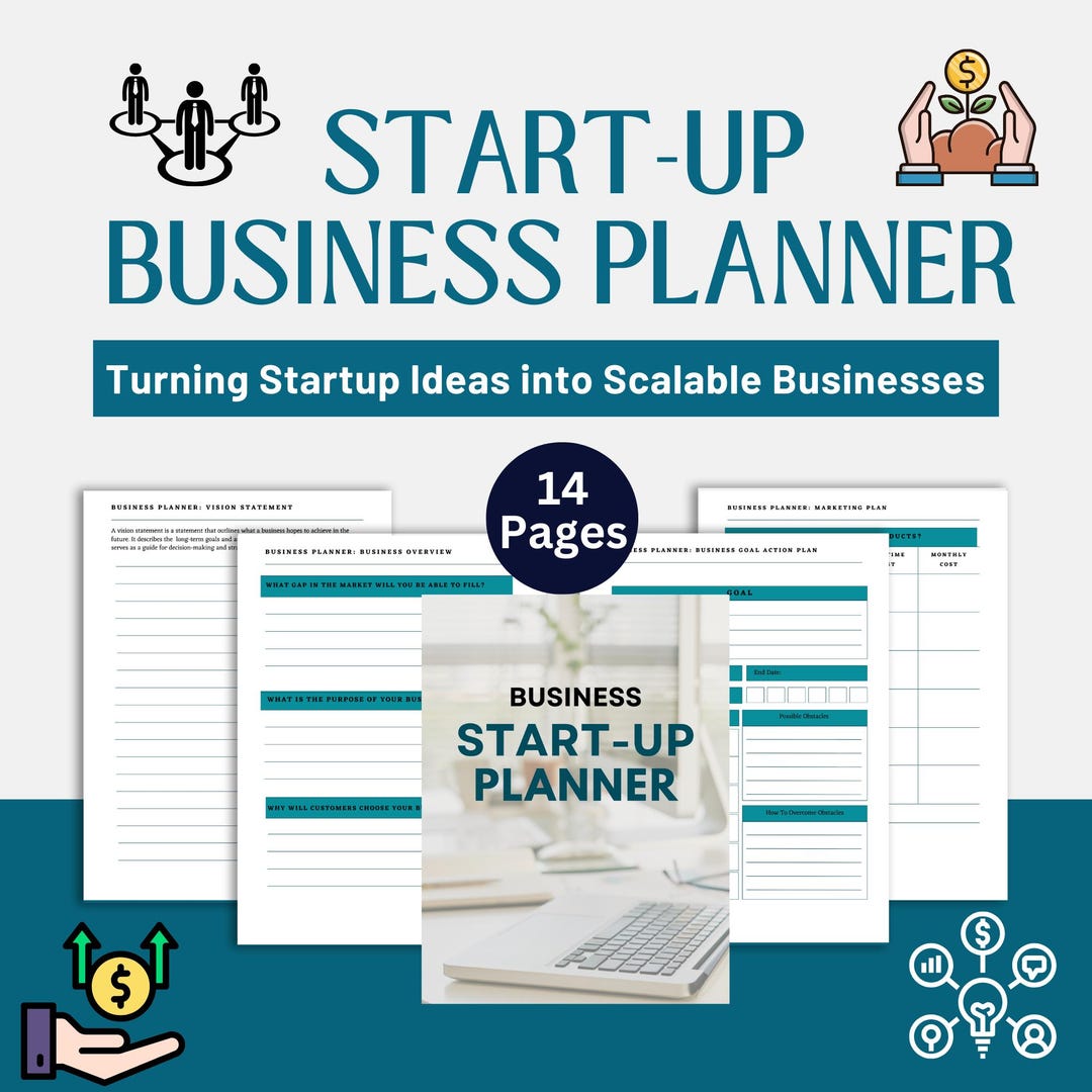 Business Startup Organizer, Editable Business Planner, Goal Setting ...