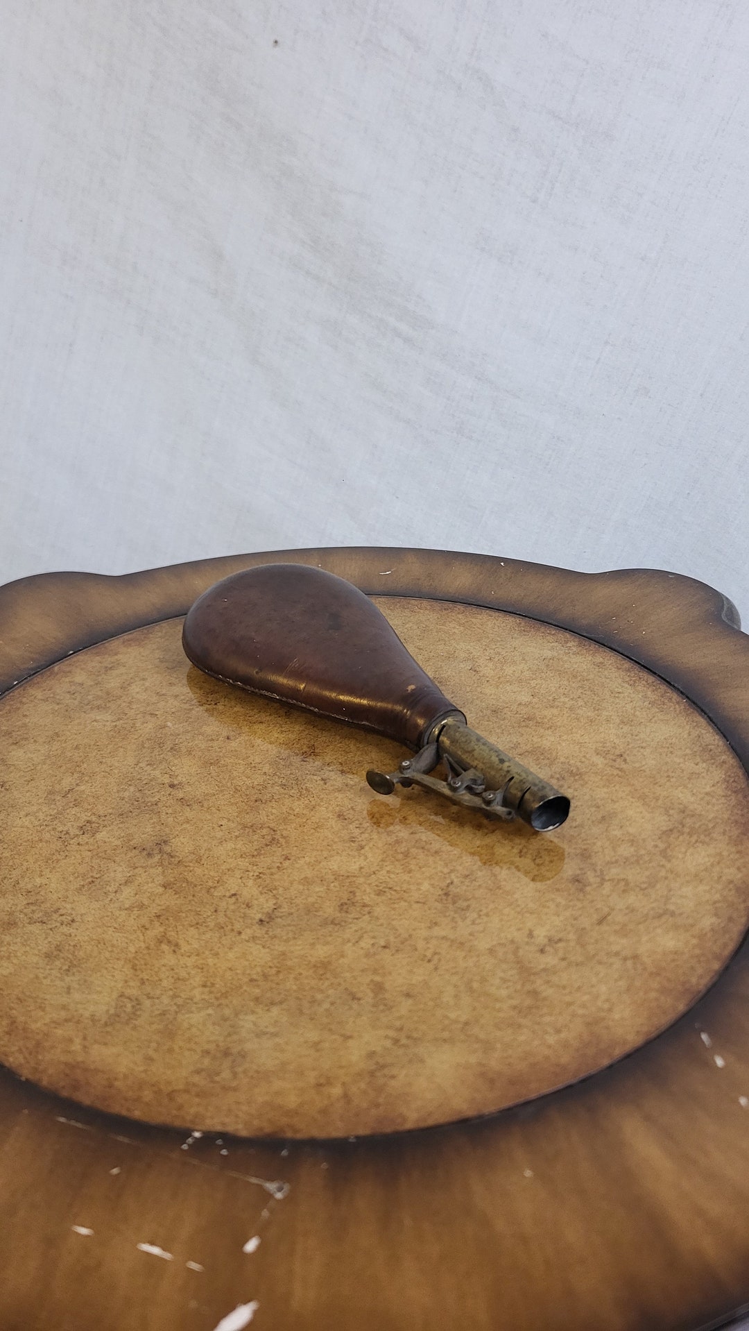 Antique Brass and Leather Black Powder Gunpowder Flask - Etsy