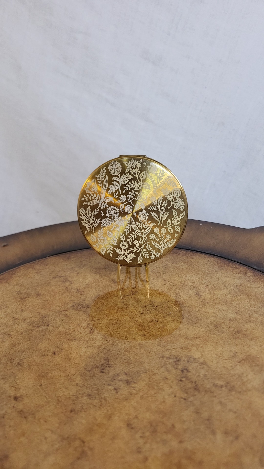 Vintage Vanity Fair Compact Mirror in Gold Tone With Floral Design - Etsy