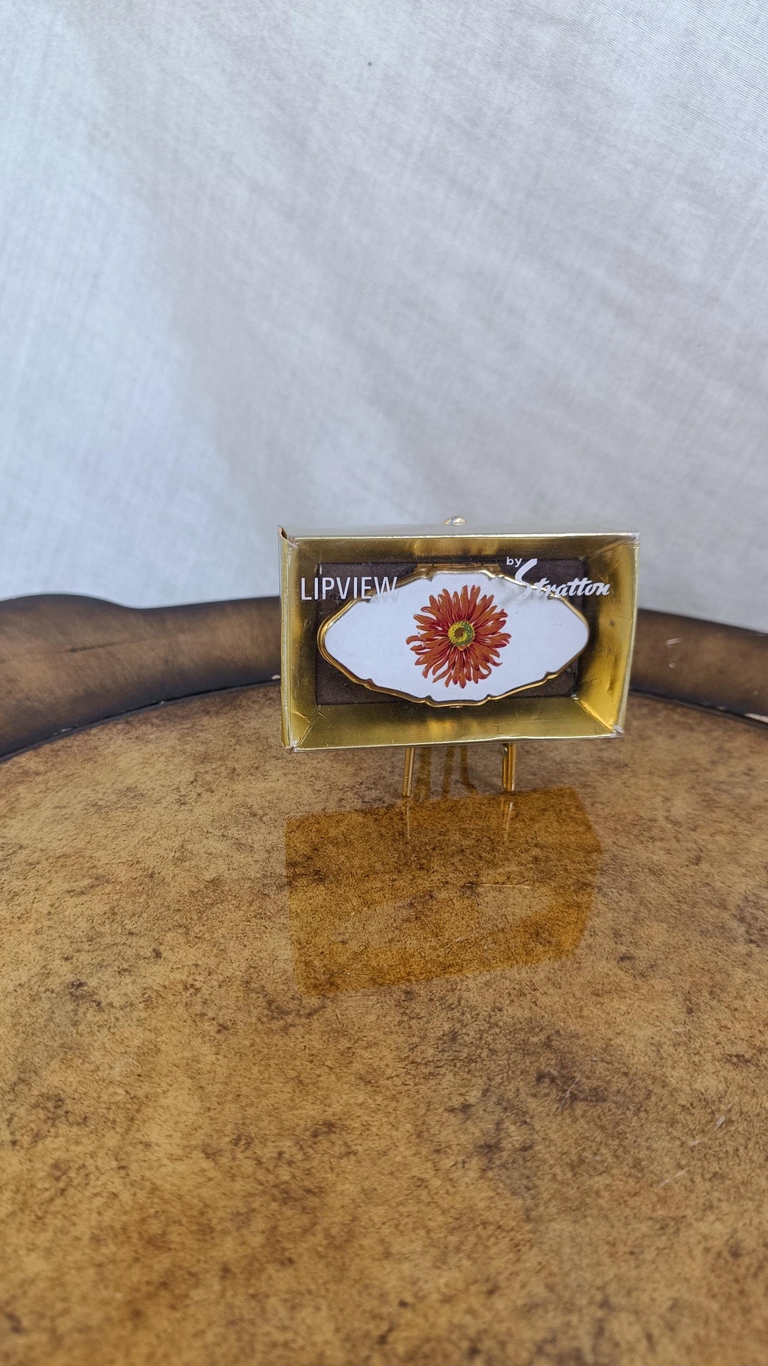 Vintage Stratton Lipstick Lipview Mirror in Gold Tone With Floral ...