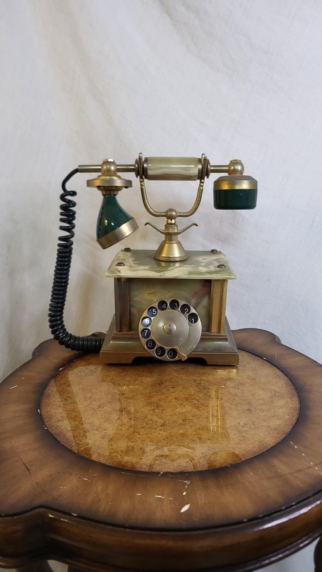 Vintage Green Onix Rotary Dial up Onix Telephone Gold Plated Made in ...