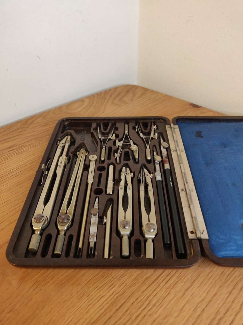 Stanley Thenical Drawing Set government Issue 1937 in Bakerlite Case - Etsy