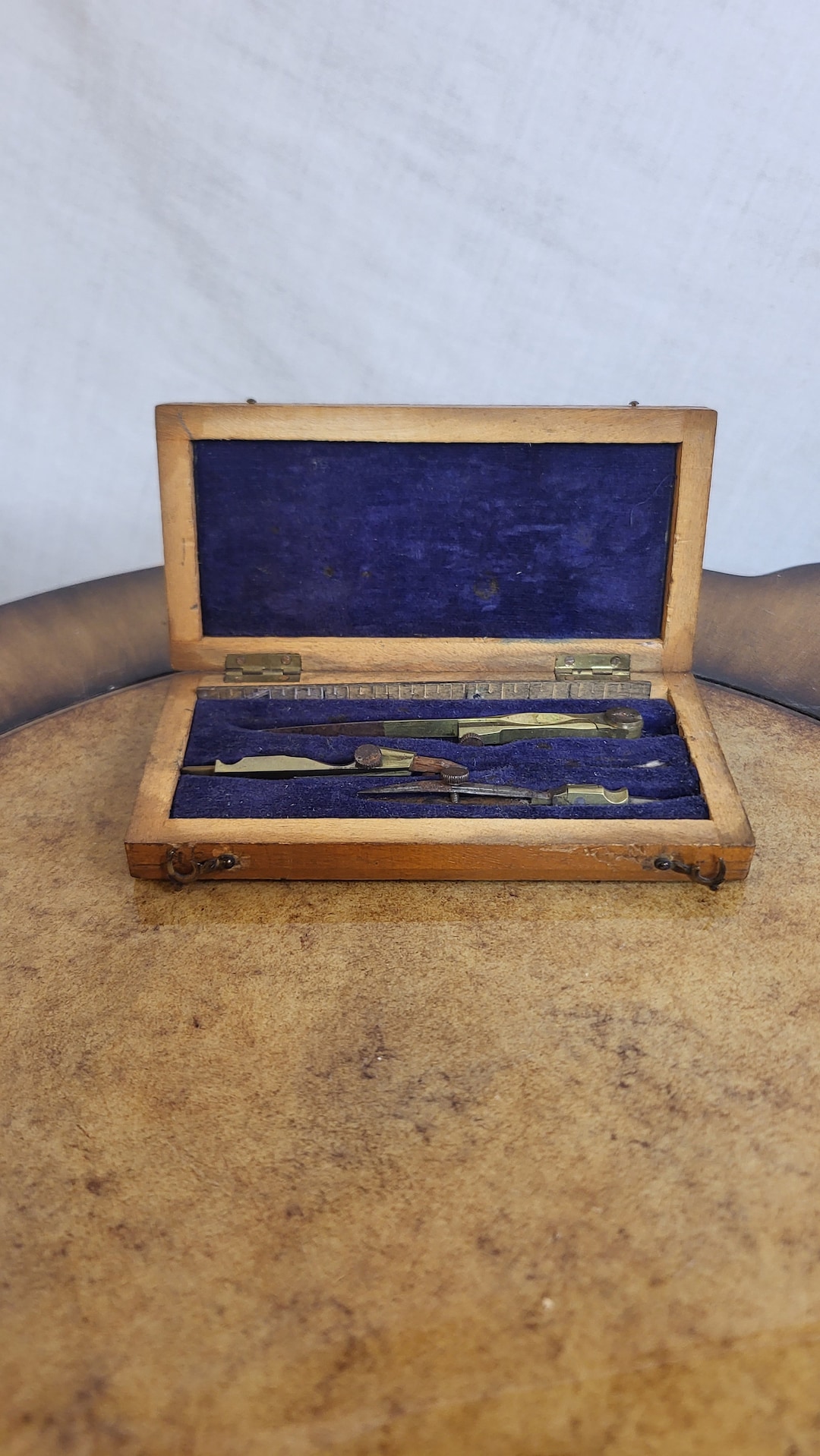 Vintage Technical Engineering Drawing Set in Wooden Case With Blue ...