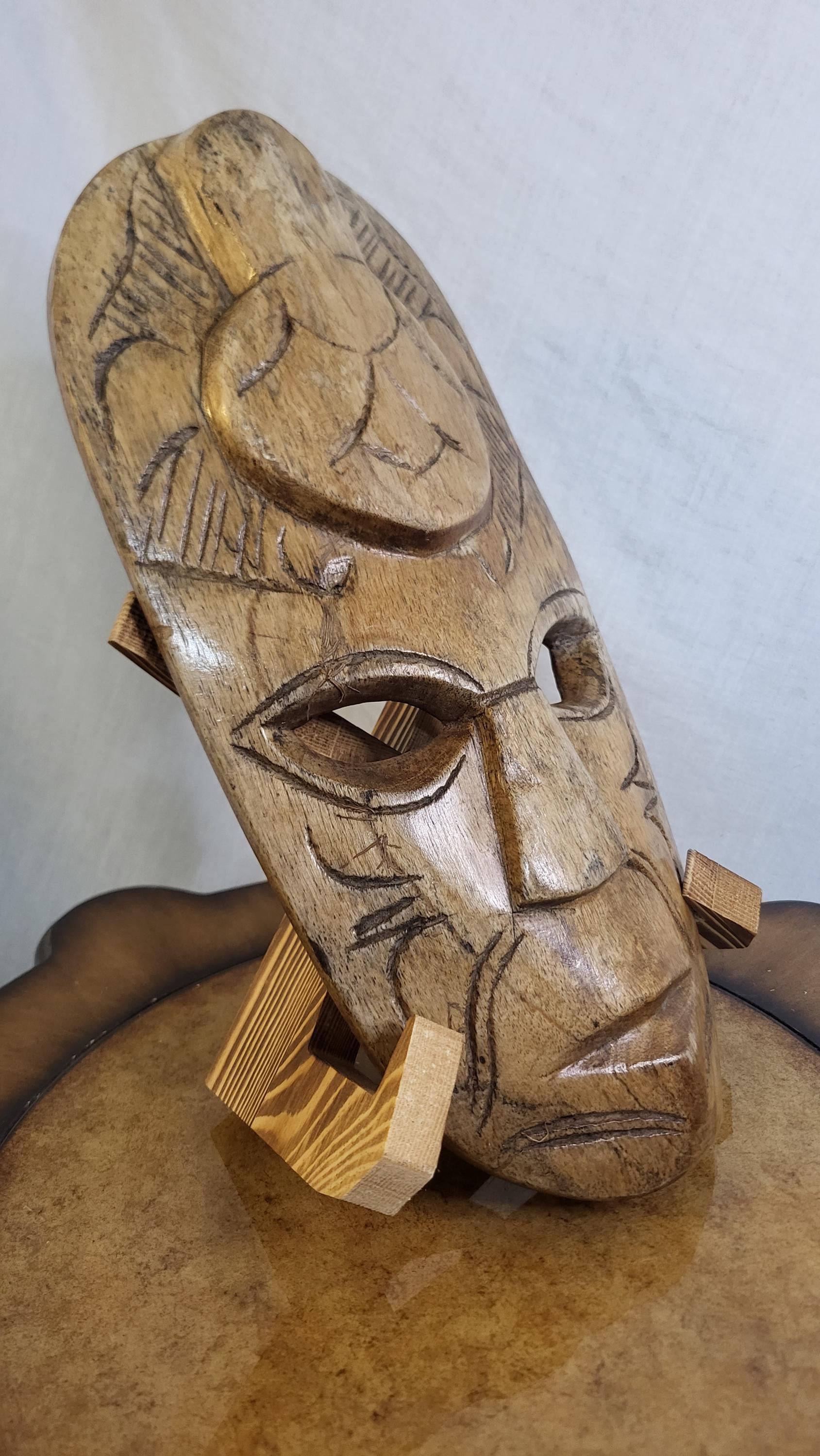 Vintage Hand Carved Wooden African Tribal Mask Wall Hanging - Etsy
