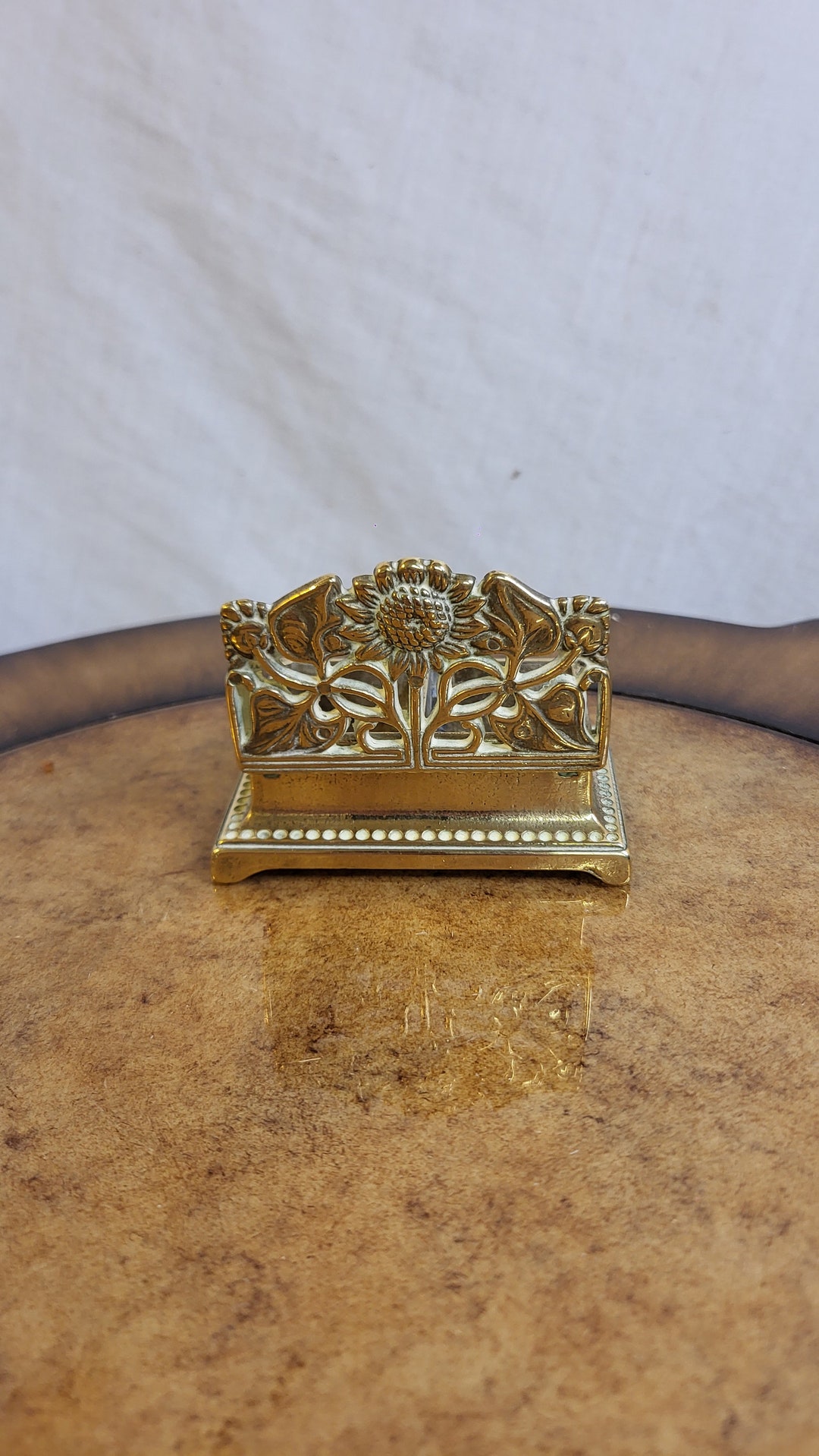 Antique Brass Postage Stamp Box With Art Nouveau Floral Design - Etsy