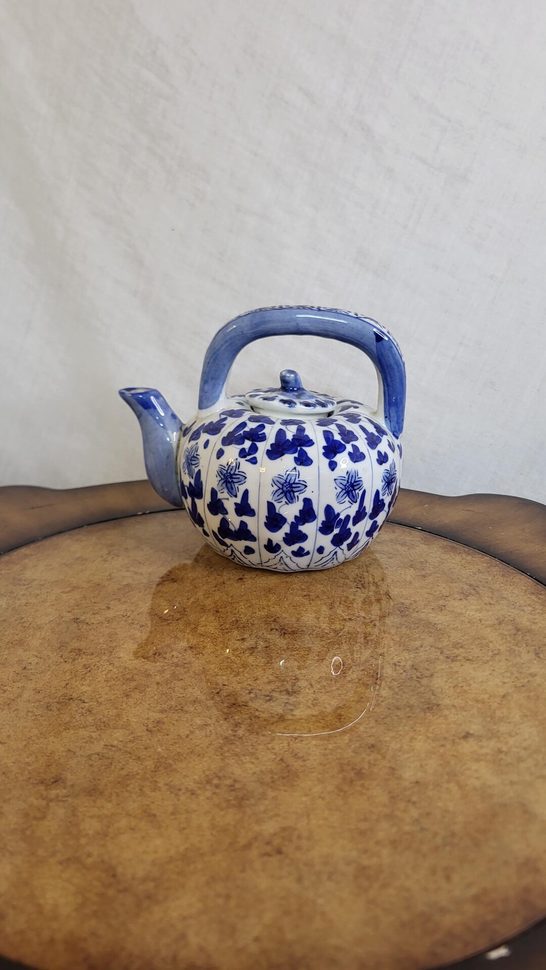 Vintage Chinese Ceramic Tea Pot in Blue and White With Floral Design - Etsy