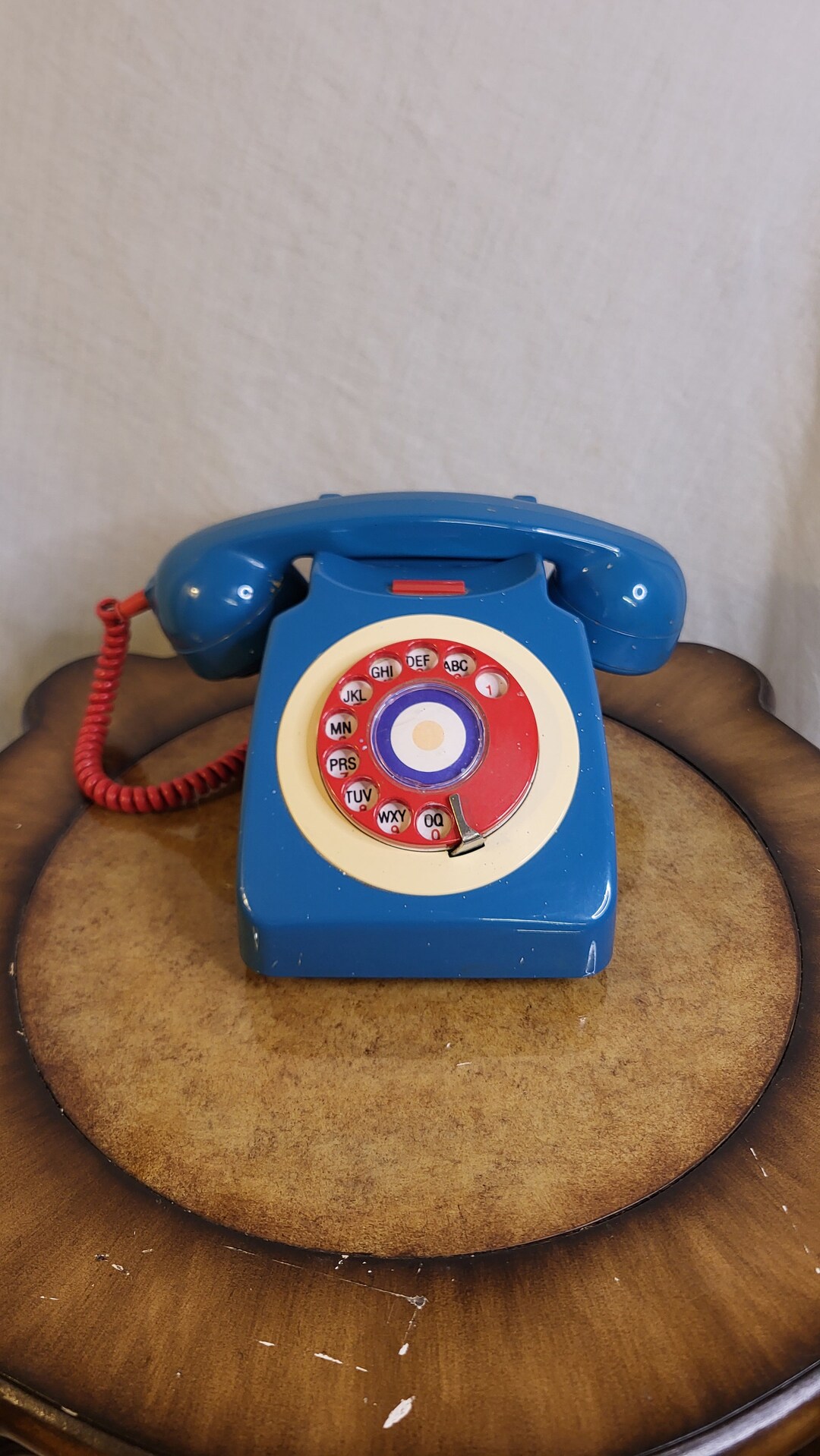 Vintage Blue Telephone With Rotary Dial - Etsy