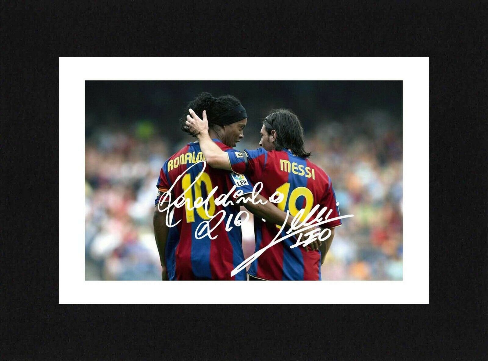 Pre Printed Signature Barcelona Football 8x6 Inch Mounted Signed ...