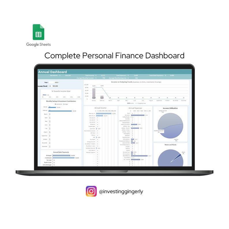 Personal Finance Dashboard, Budgeting Google Sheet (digital Download ...