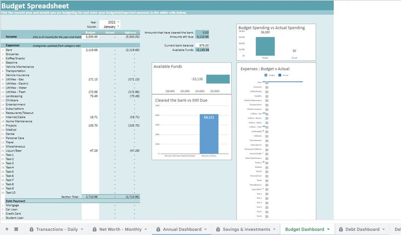Personal Finance Dashboard, Budgeting Google Sheet (digital Download ...