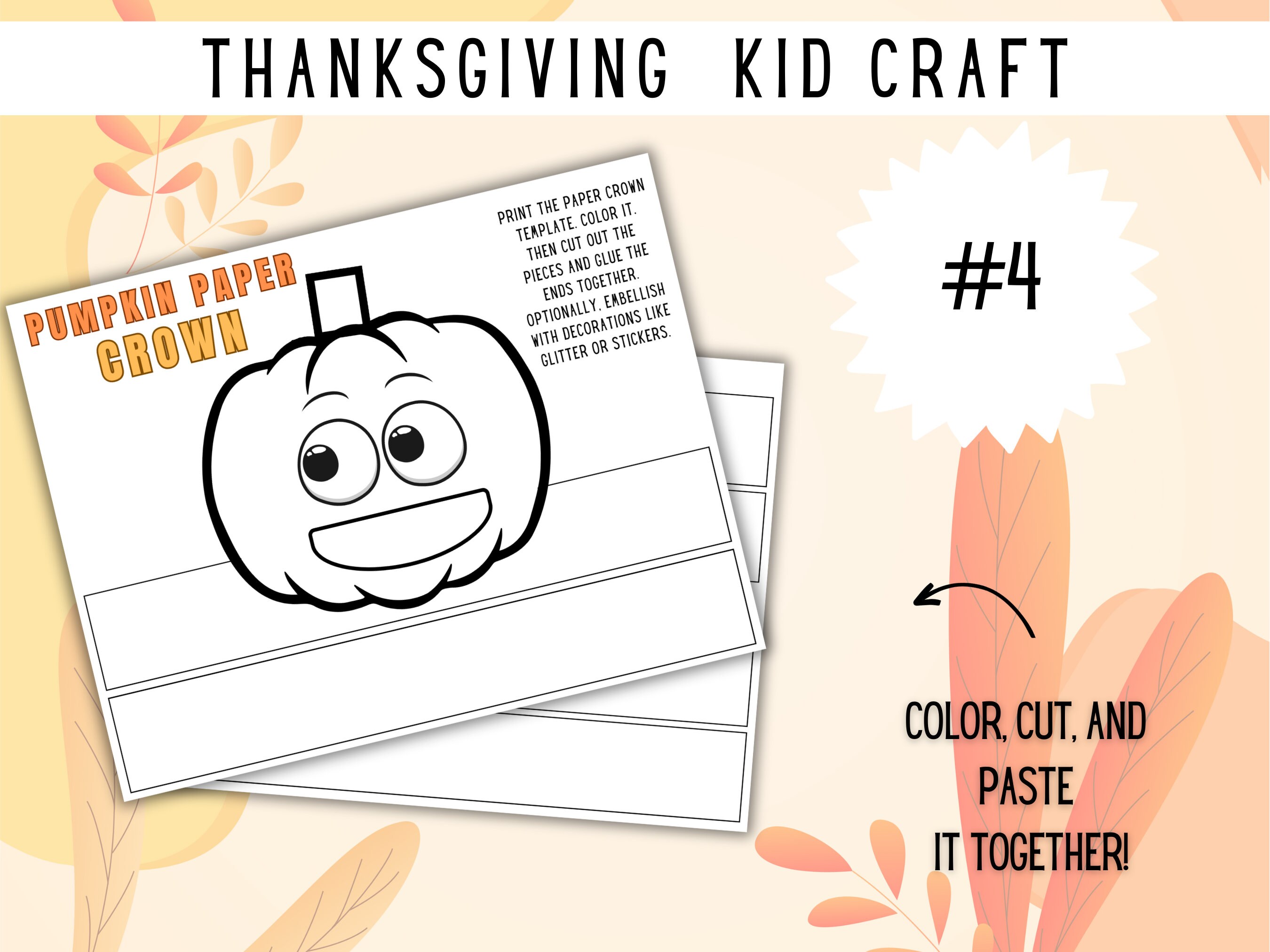 Thanksgiving Kids Crafts Printable, Fall Printable Kids Craft, Fun Kid ...