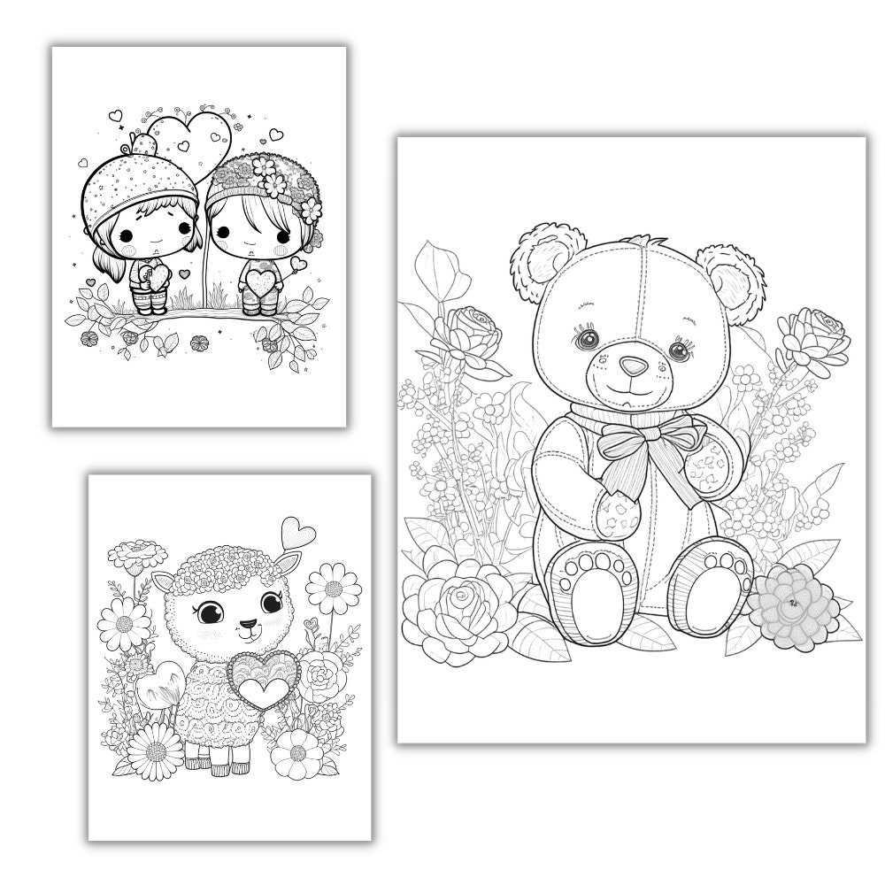 Valentines Coloring Pages, Printable Art, Love Coloring Pages, Art Book ...