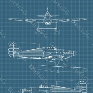 Hawker Hurricane Floatplane - Seaplane Fighter Plane Aircraft Blueprint ...