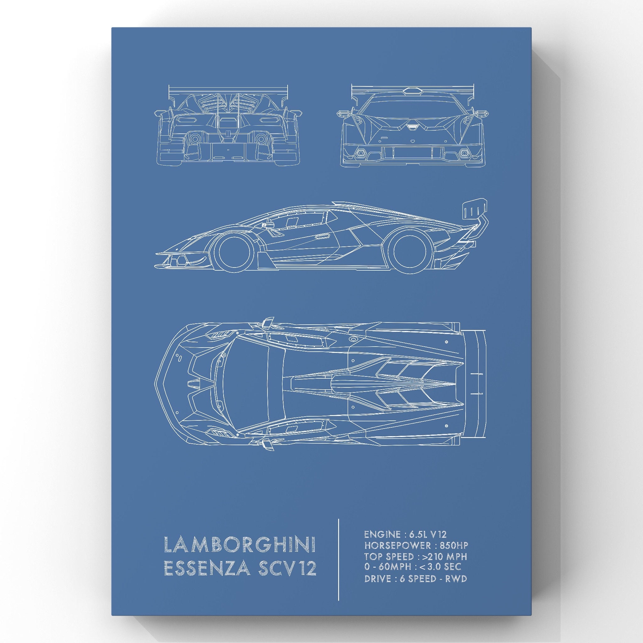 Lamborghini V12 Essenza SCV12 Italian Supercar Blueprint SVG | Etsy Ireland