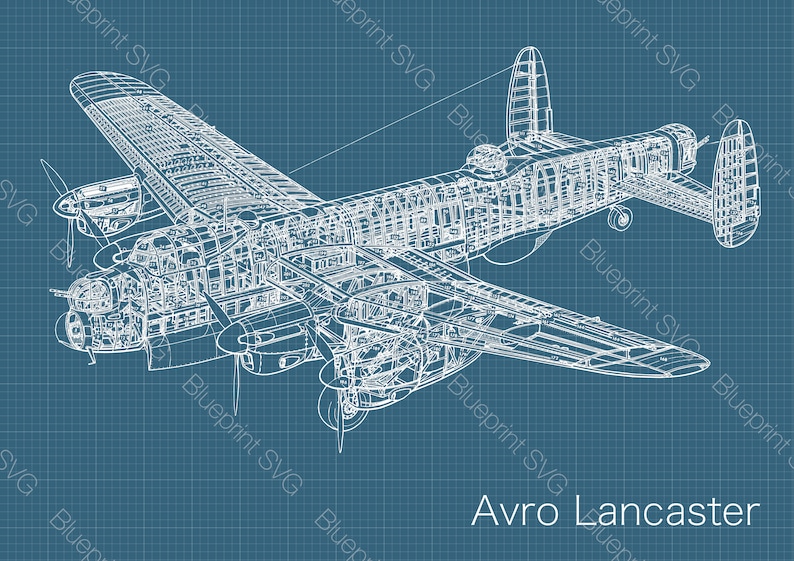 Avro Lancaster WW2 Bomber Blueprint SVG Graphic | Print | Printable Art ...