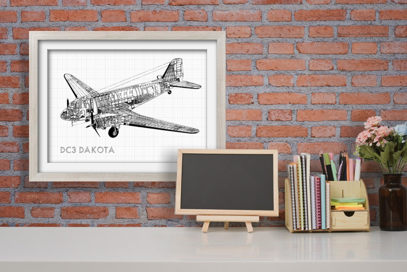 Douglas DC3 Dakota / C47 Skytrain Aircraft Technical Style SVG Graphic ...