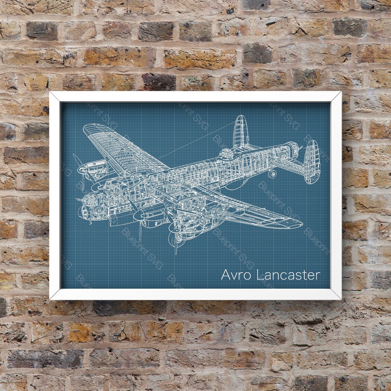 Avro Lancaster WW2 Bomber Blueprint SVG Graphic | Print | Printable Art ...