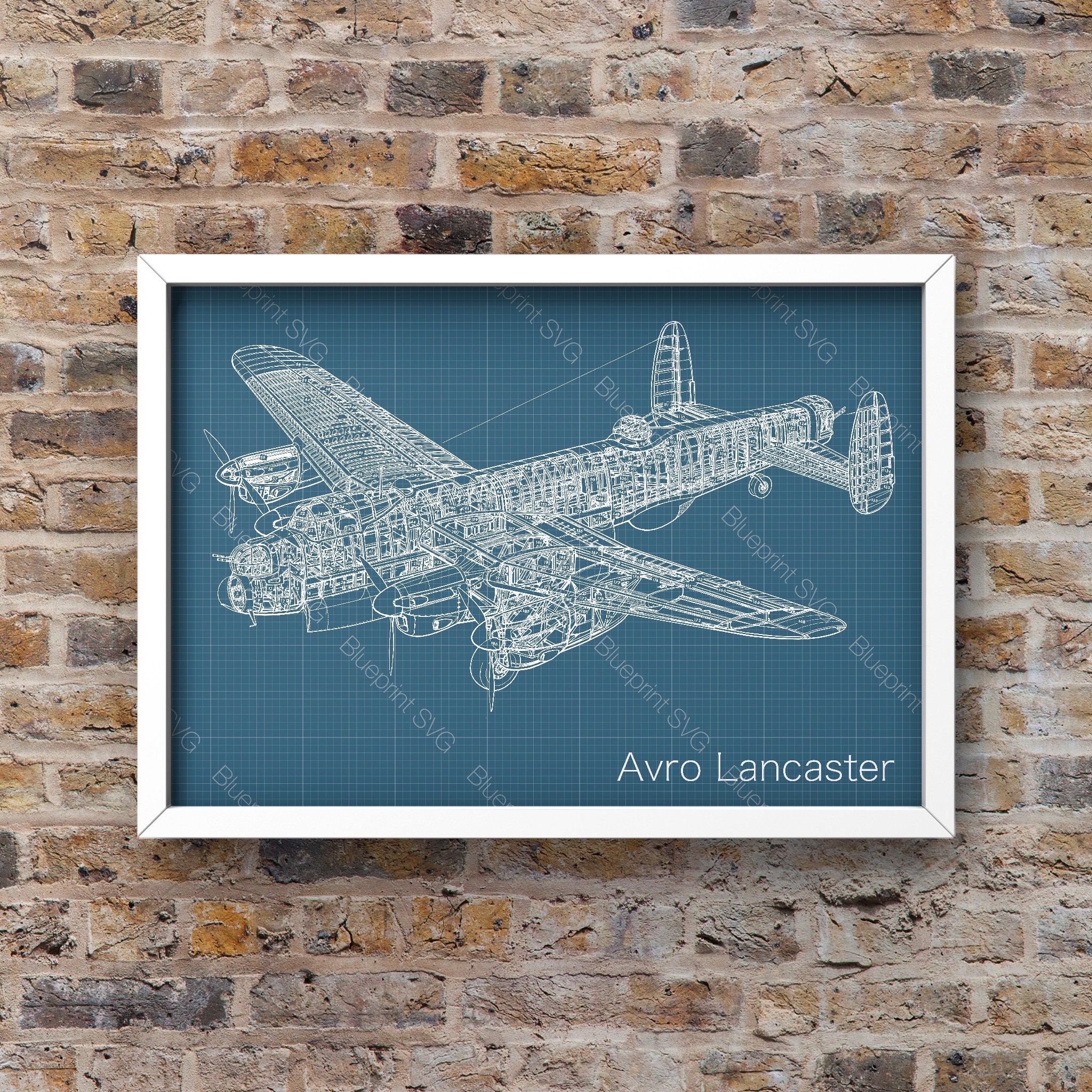 Avro Lancaster WW2 Bomber Blueprint SVG Graphic | Print | Printable Art ...