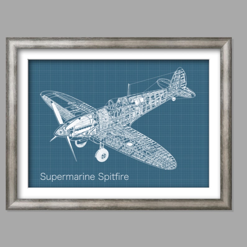 Supermarine Spitfire, WW2 Battle of Britain Fighter Aircraft Blueprint ...