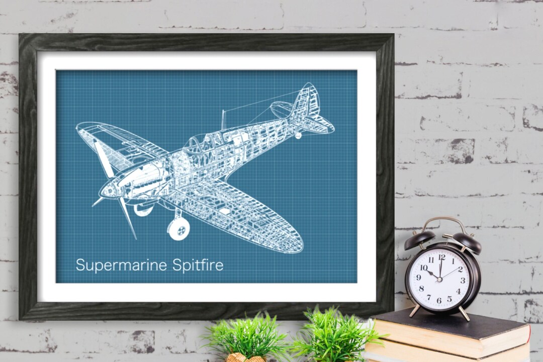 Supermarine Spitfire, WW2 Battle of Britain Fighter Aircraft Blueprint ...