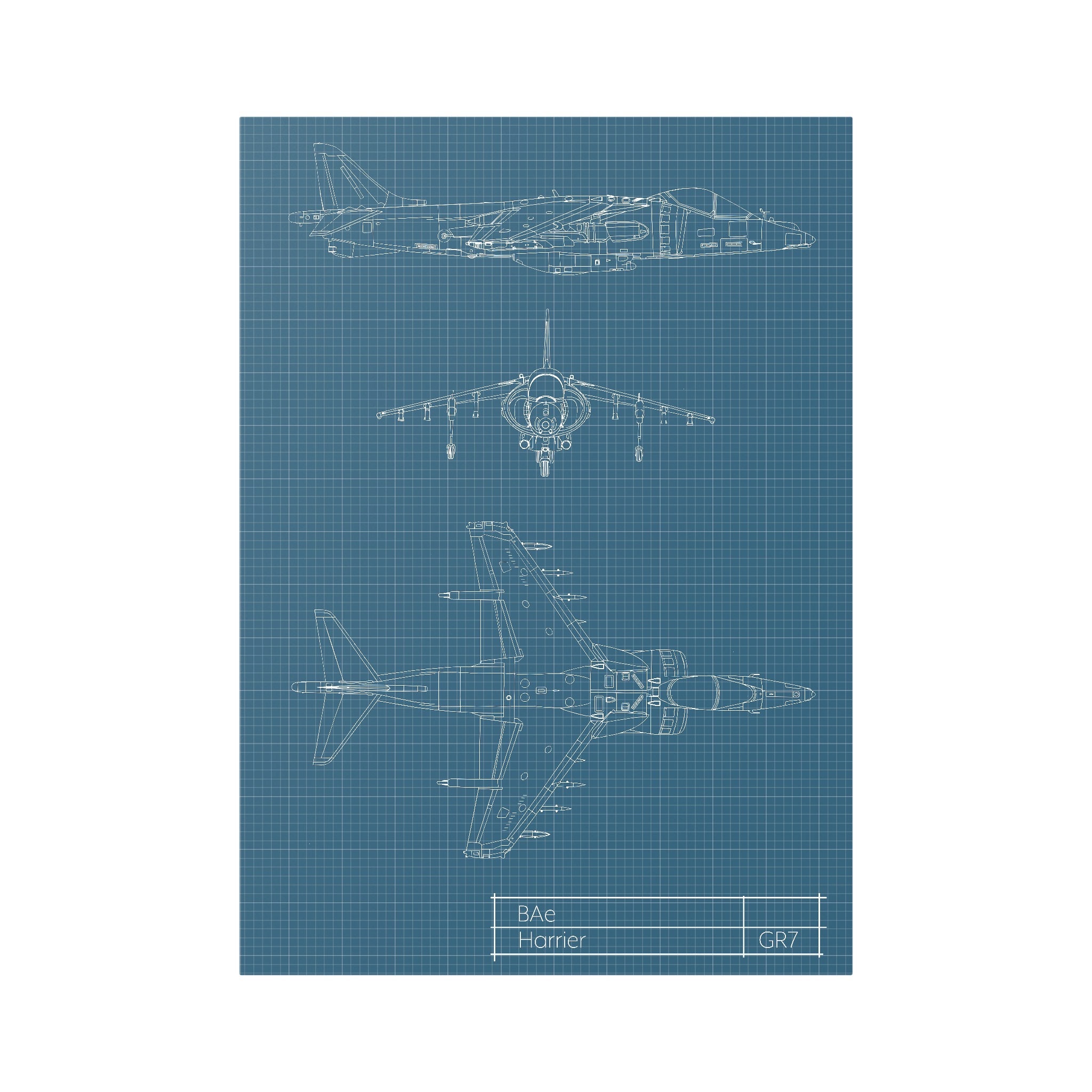Hawker Harrier GR7 Jump Jet Aircraft Blueprint SVG Graphic Print, Wall ...