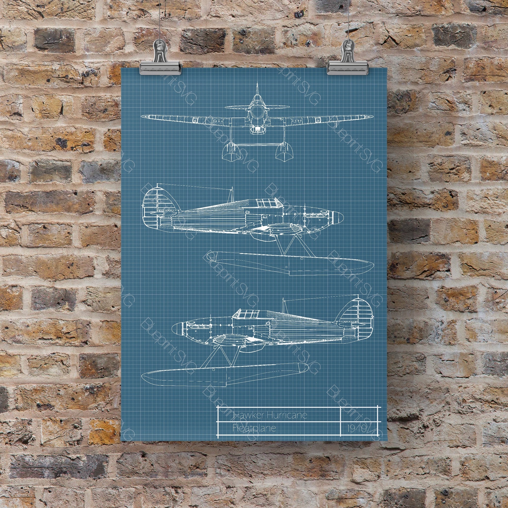 Hawker Hurricane Floatplane - Seaplane Fighter Plane Aircraft Blueprint ...