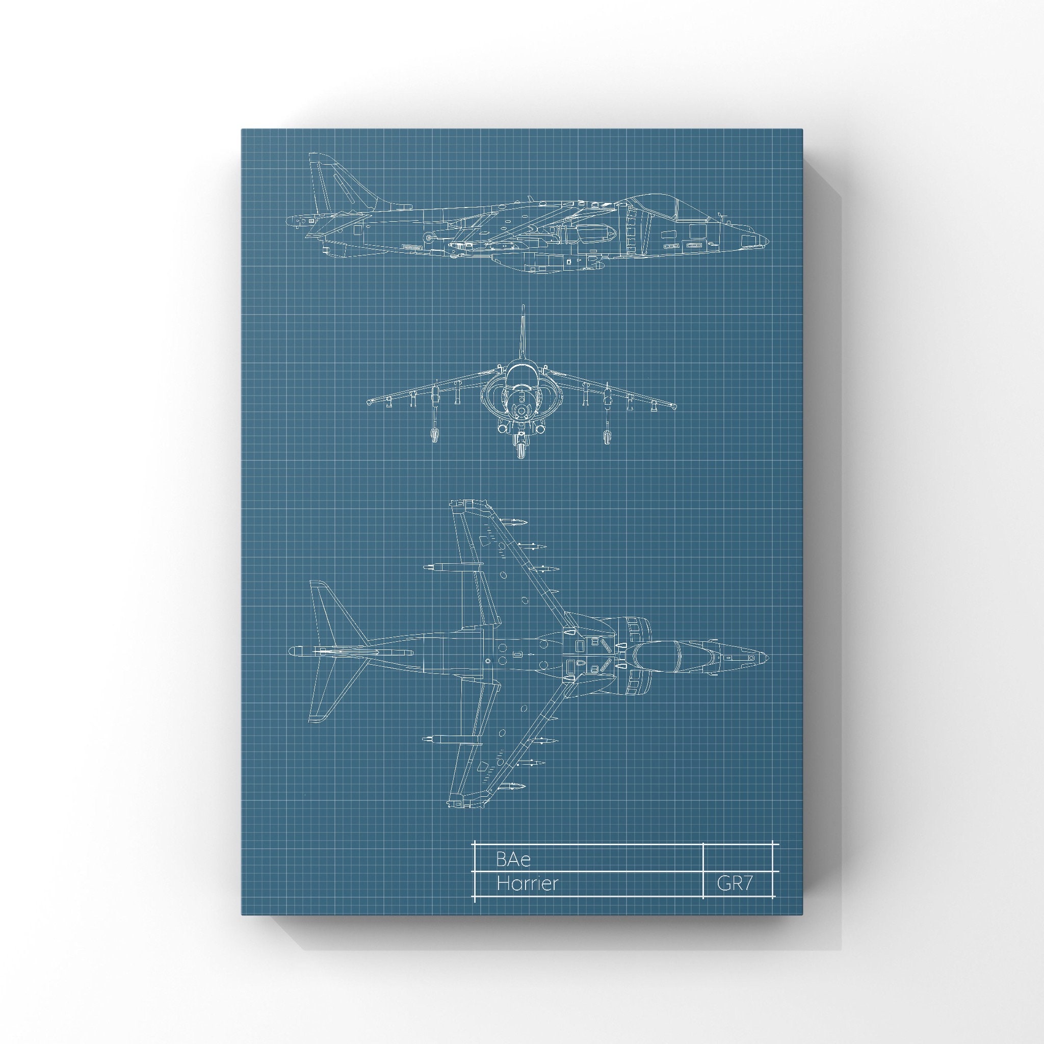 Hawker Harrier GR7 Jump Jet Aircraft Blueprint SVG Graphic Print, Wall ...