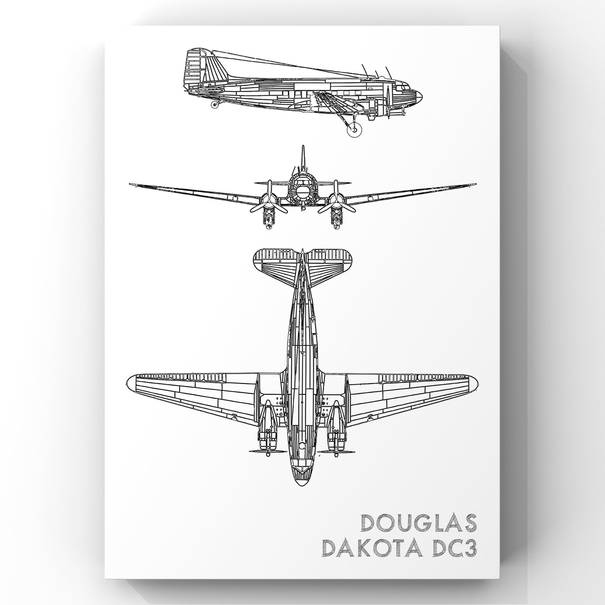 Douglas DC-3 Dakota C47 Skytrain WW2 Aircraft SVG Graphic, Wall Art ...