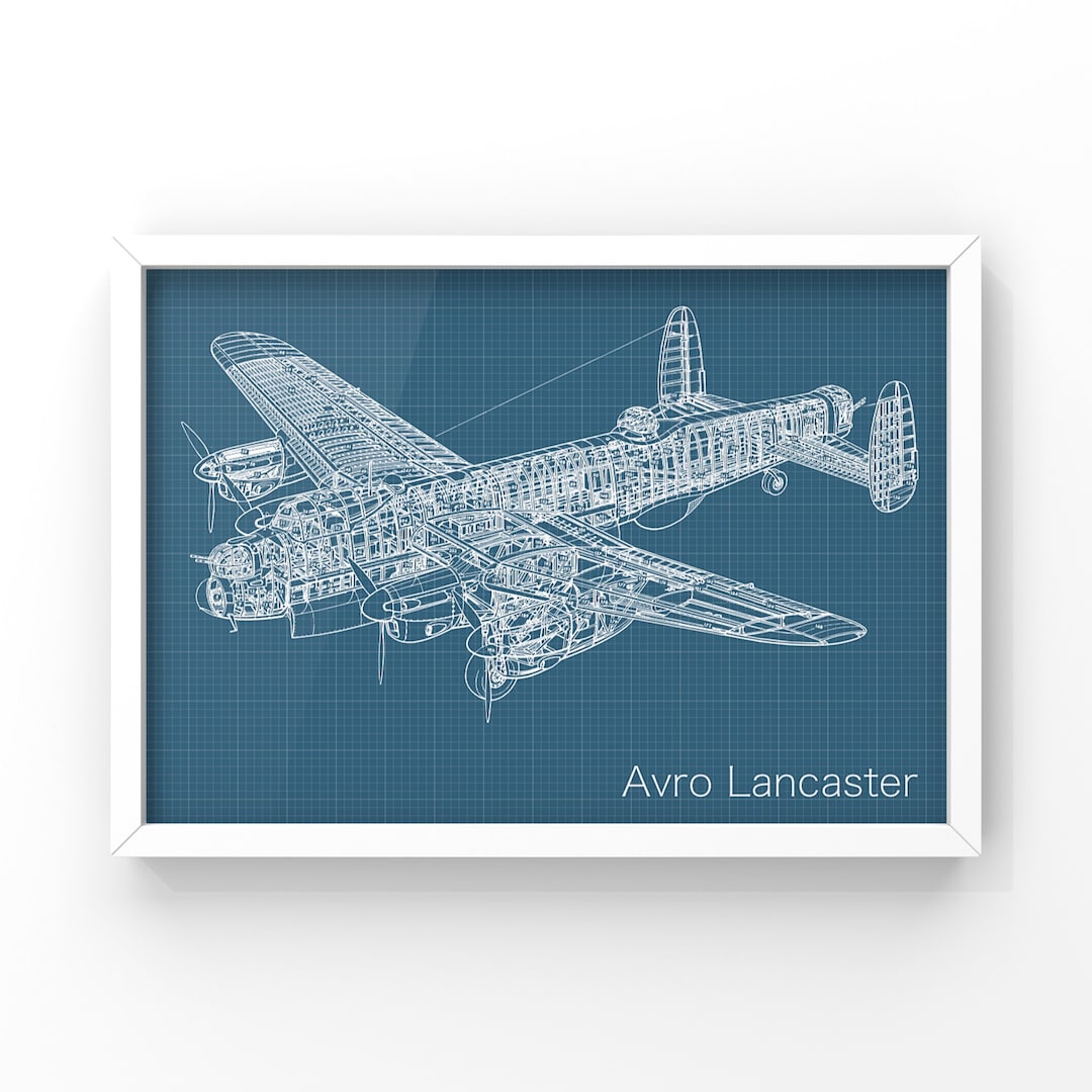 Avro Lancaster WW2 Bomber Blueprint SVG Graphic | Print | Printable Art ...