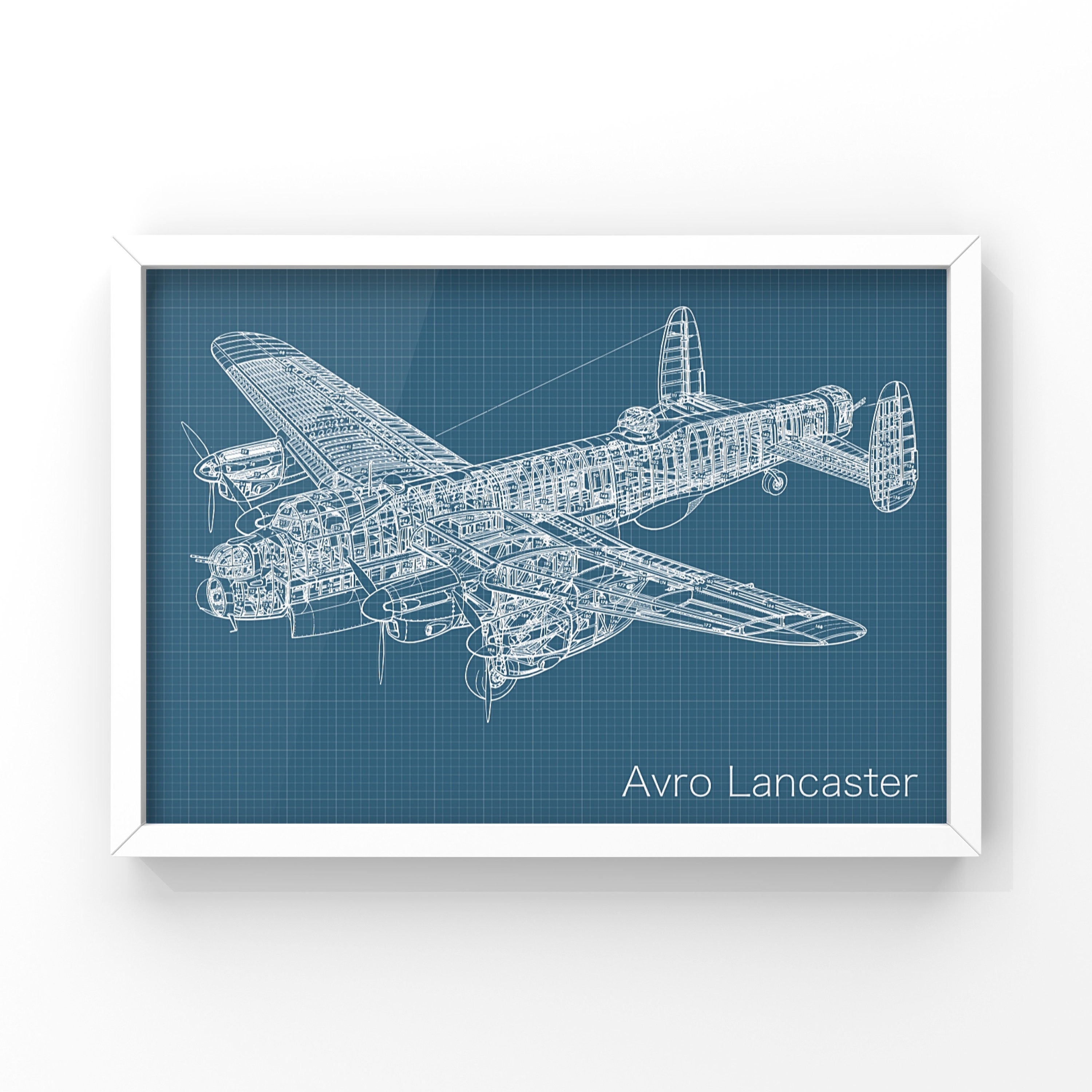 Avro Lancaster WW2 Bomber Blueprint SVG Graphic | Print | Printable Art ...
