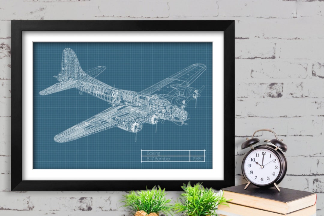 Boeing B-17 Flying Fortress Blueprint SVG Graphic Print, Instant ...