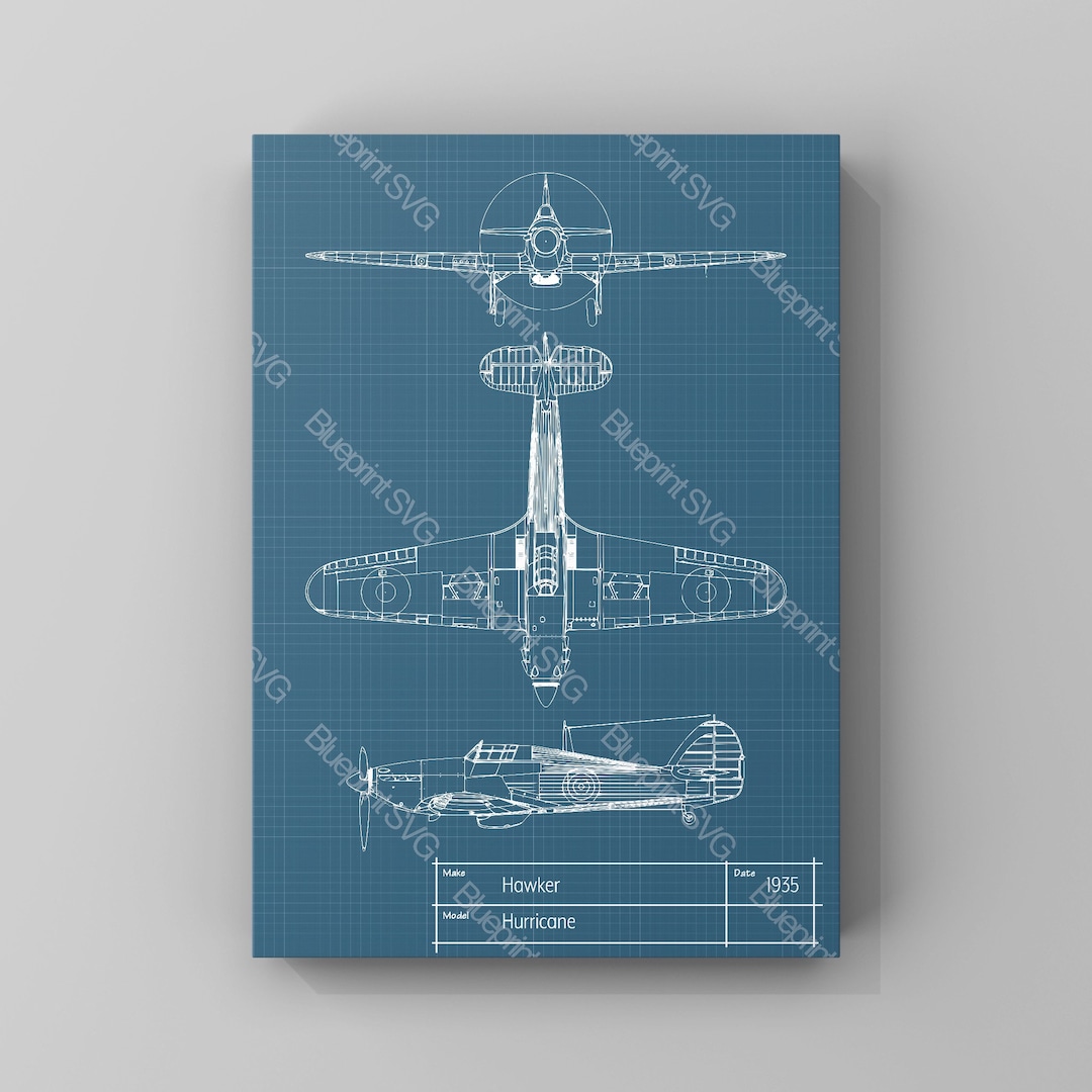 Hawker Hurricane Fighter Plane Aircraft Blueprint SVG Graphic Print ...