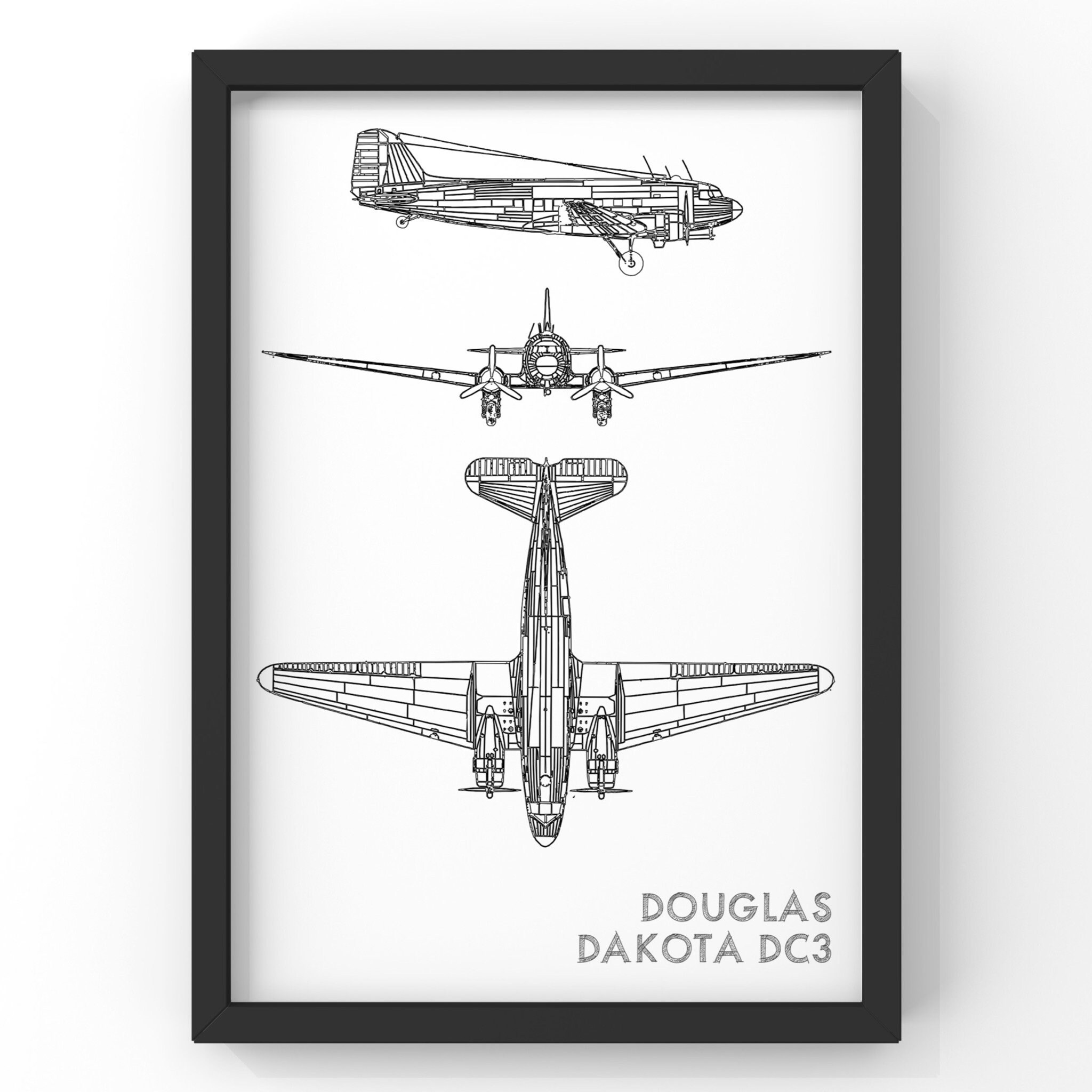 Douglas DC-3 Dakota C47 Skytrain WW2 Aircraft SVG Graphic, Wall Art ...