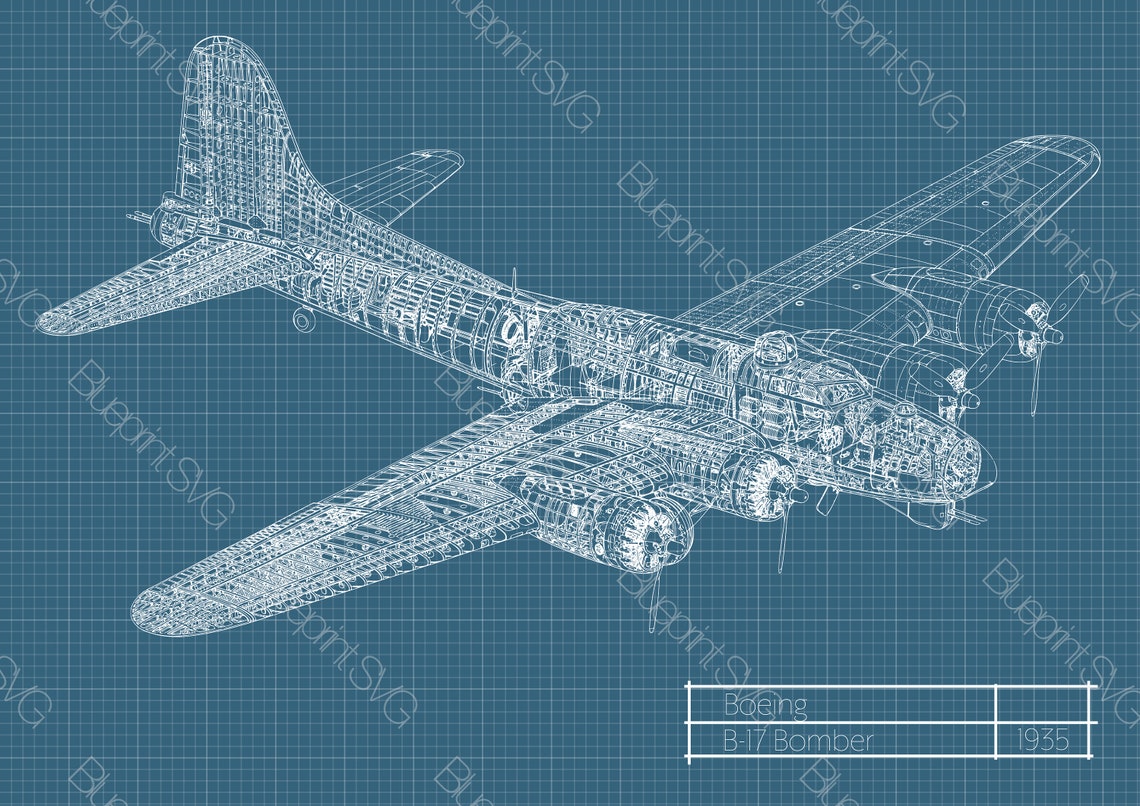 Boeing B-17 Flying Fortress Blueprint SVG Graphic Print | Etsy