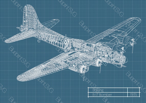 Boeing B-17 Flying Fortress Blueprint SVG Graphic Print | Etsy