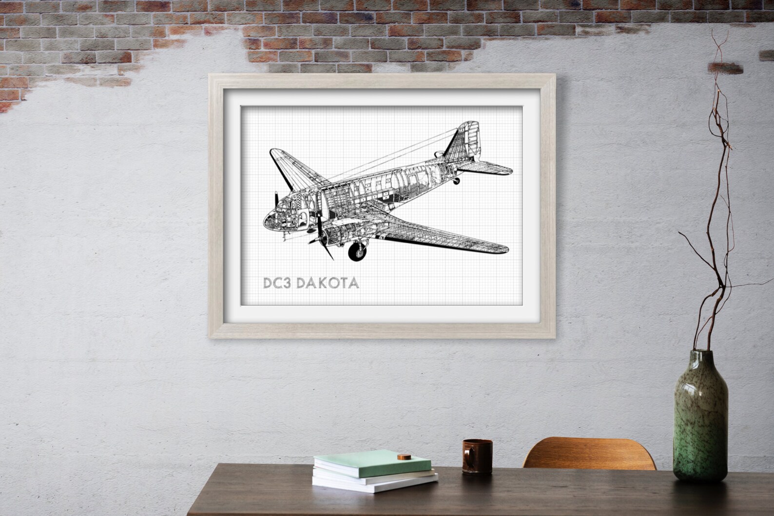 Douglas DC3 Dakota / C47 Skytrain Aircraft Technical Style SVG Graphic ...