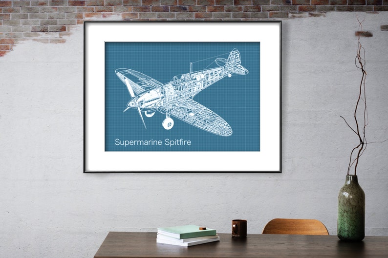 Supermarine Spitfire, WW2 Battle of Britain Fighter Aircraft Blueprint ...