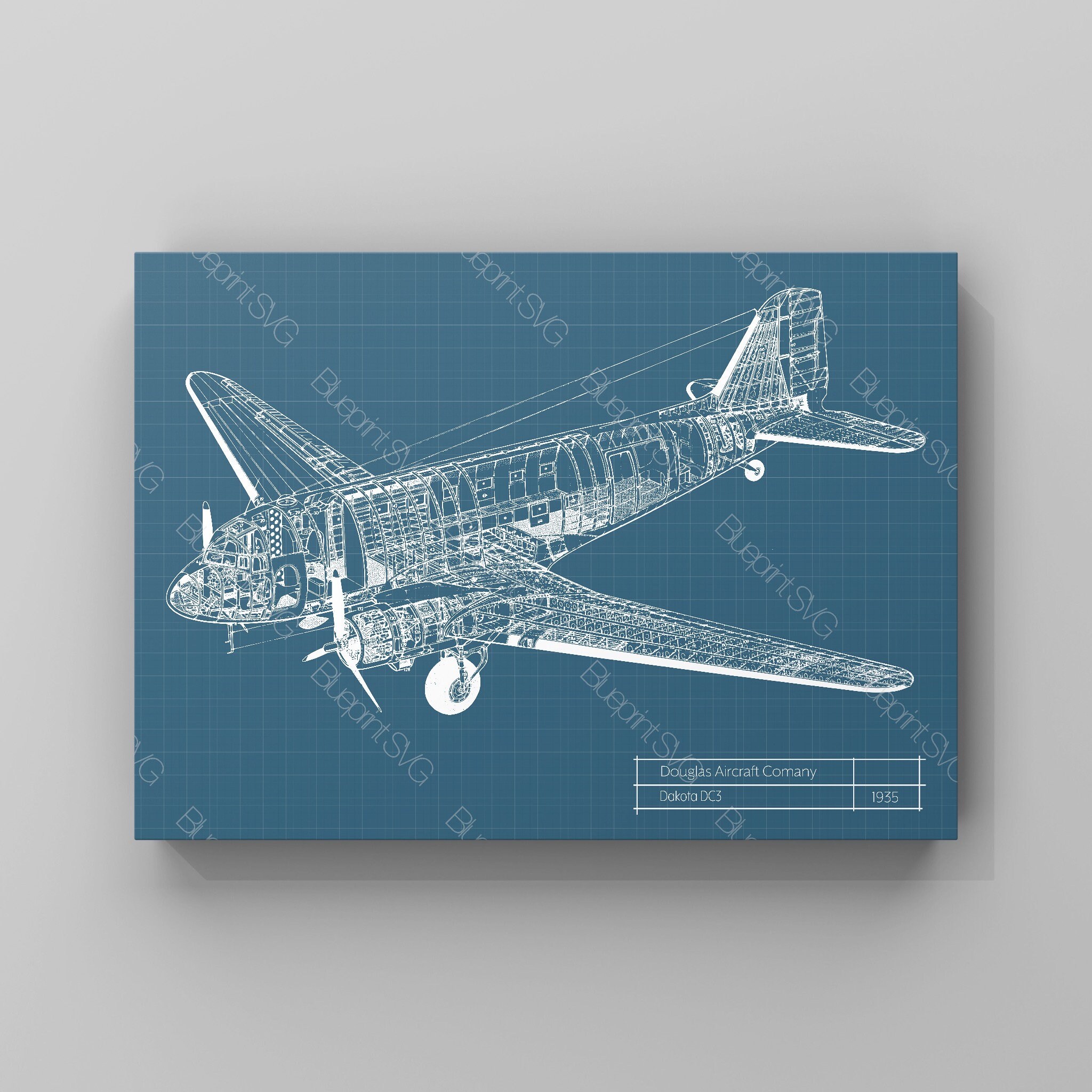 Douglas DC3 Plane, Aircraft Blueprint SVG Graphic Print (download) - Etsy