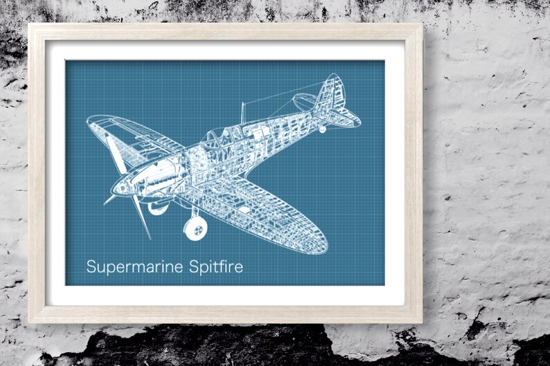 Supermarine Spitfire, WW2 Battle of Britain Fighter Aircraft Blueprint ...