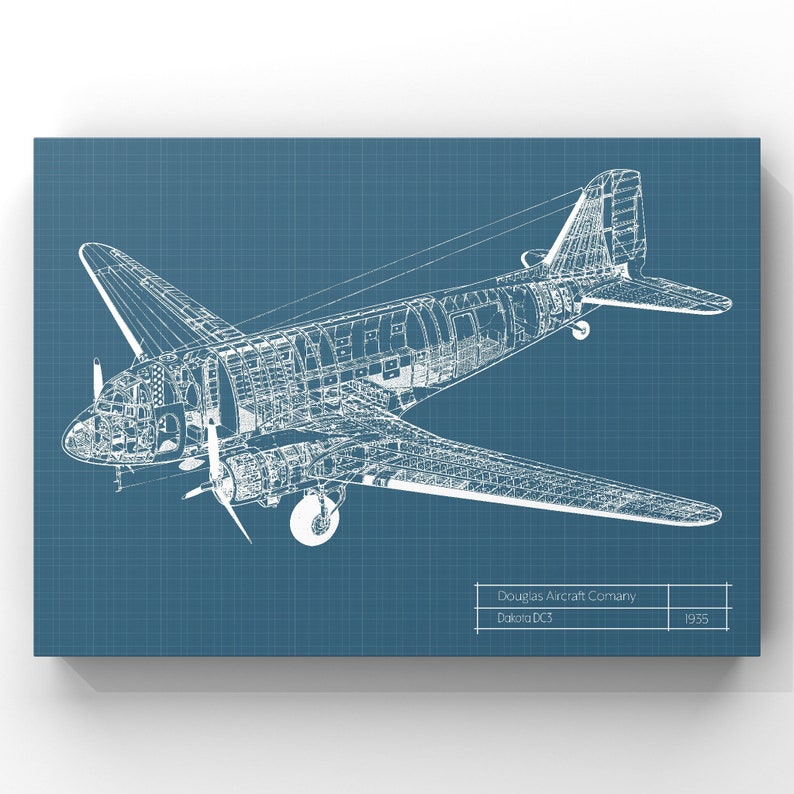 Douglas DC3 Plane, Aircraft Blueprint SVG Graphic Print (download) - Etsy