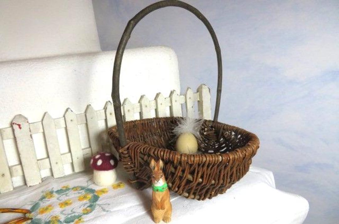 Boho Brown 50s 60s German Wicker Bag Hand Bag Willow Wicker Handmade ...