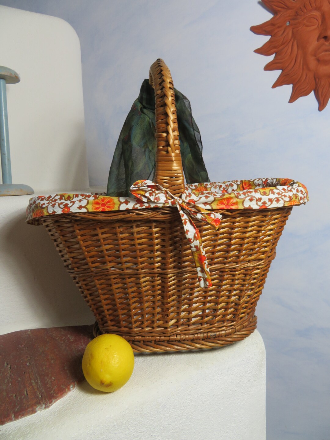 50s 60s Large German Wicker Bag Handbag Rattan Korbwaren handmade ...